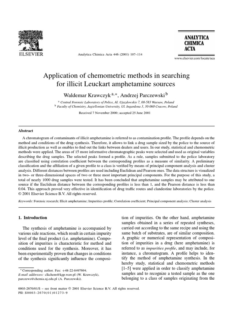 application of chemometric methods in search for illicit Leuckart amphetamine aources | PDF ...