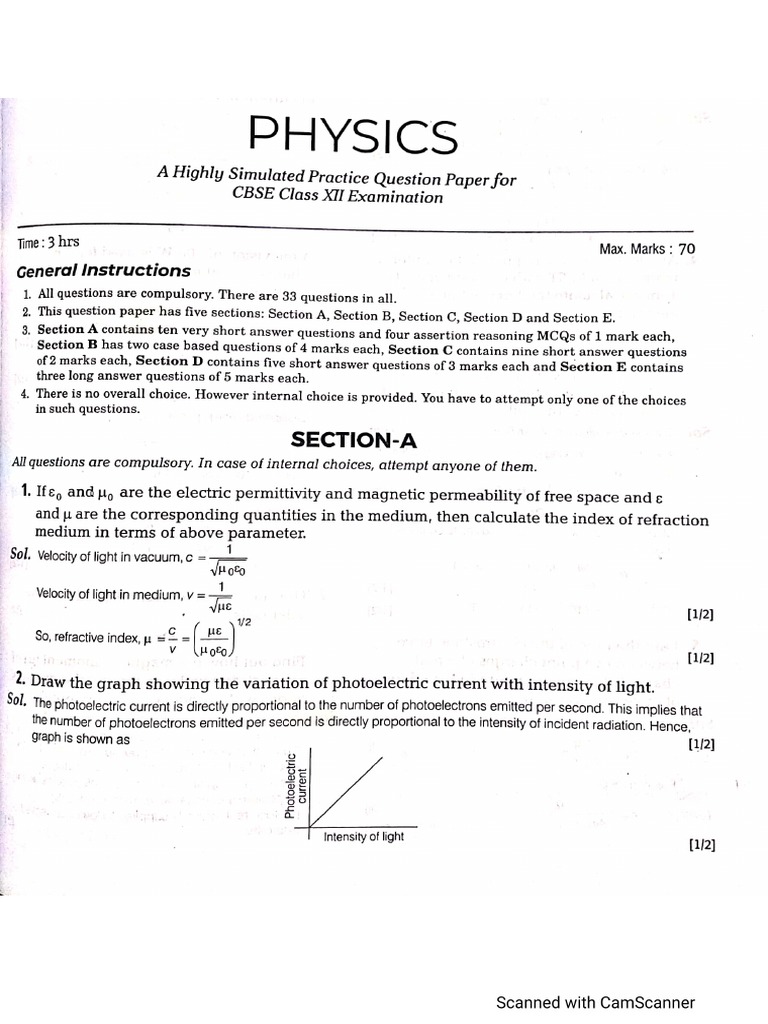 5 - 6228524975242871364 Class 10 Physics Sample Paper | PDF