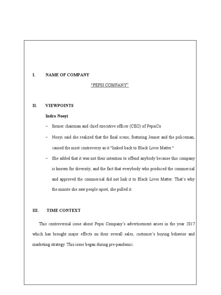 Case Study Pdf Pepsi Co Pepsi
