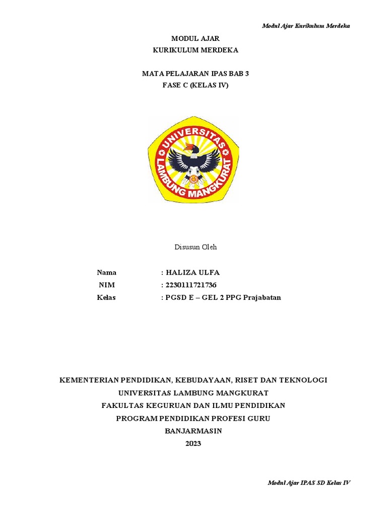 Modul Fase B - Kelas Iv - Ipas Bab 3 - Tarl Berdiferensiasi (Haliza Ulfa) | PDF