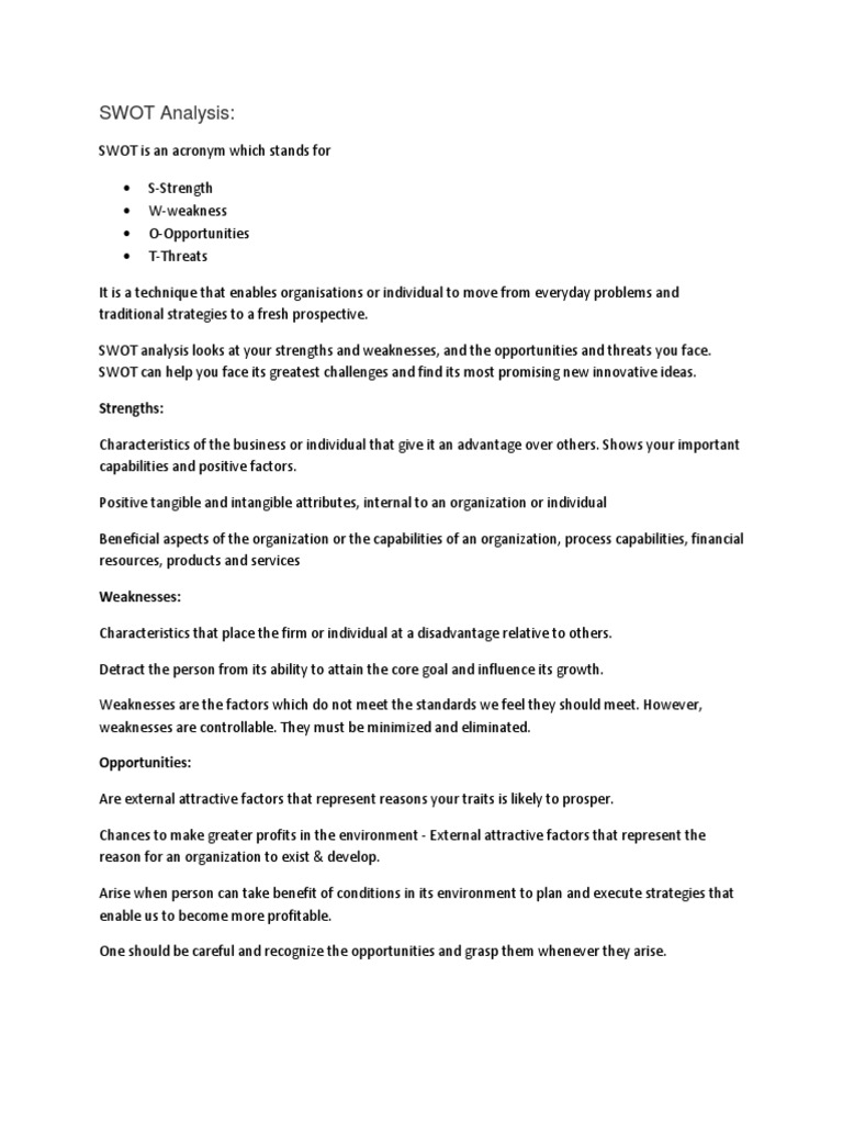 6 SWOT Analysis | PDF | Swot Analysis | Economies