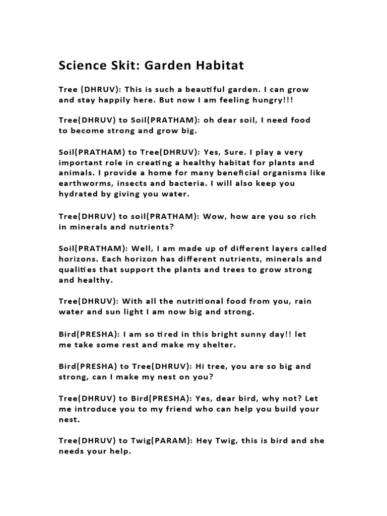 Science Skit Habitat (Garden) | PDF | Bees | Trees