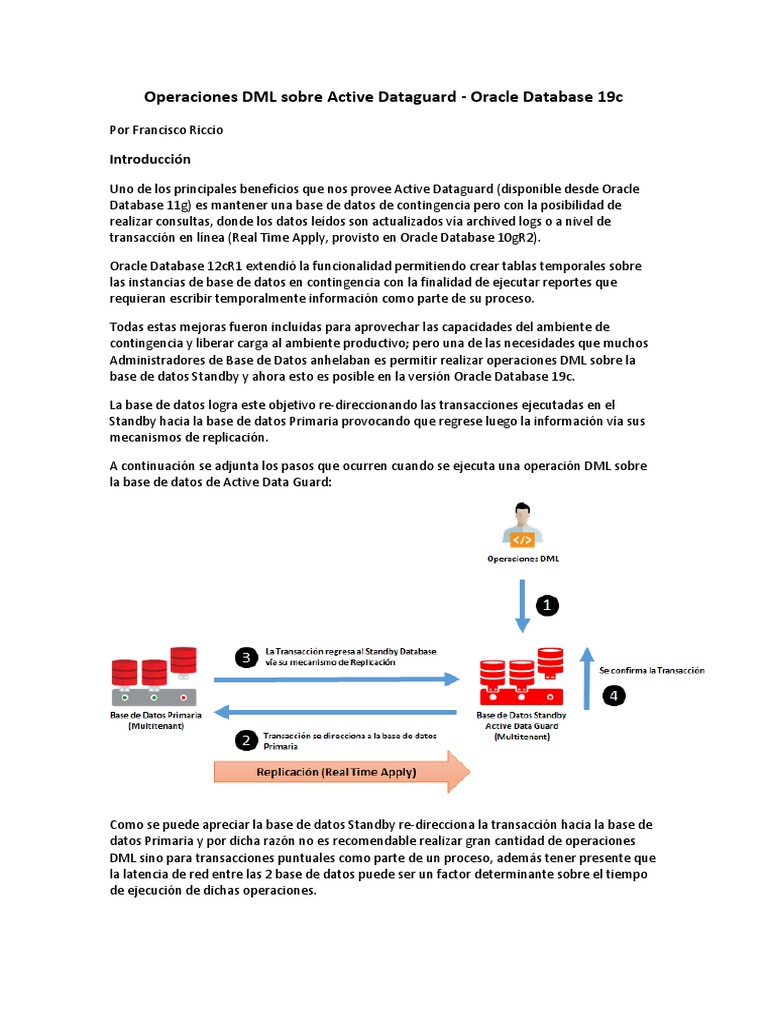 Operaciones Dml Sobre Active Dataguard Oracle Database 19c 30032019 Pdf Bases De Datos Sql