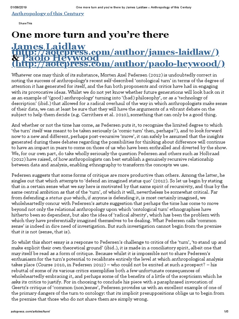 One More Turn and You're There by James Laidlaw Anthropology of This ...