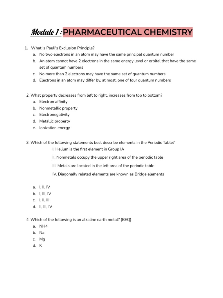 Module 1: PHARMACEUTICAL CHEMISTRY | PDF | Radioactive Decay | Chemical Reactions
