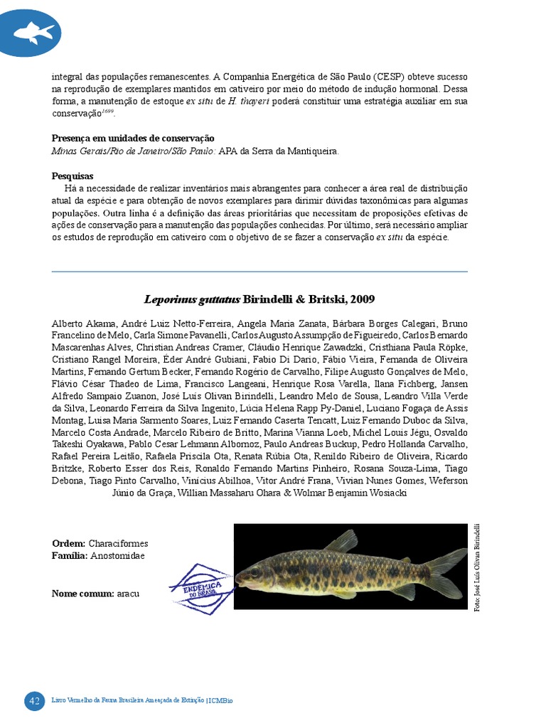 Peixe Gua Doce Leporinus | PDF | Habitat | Extinção