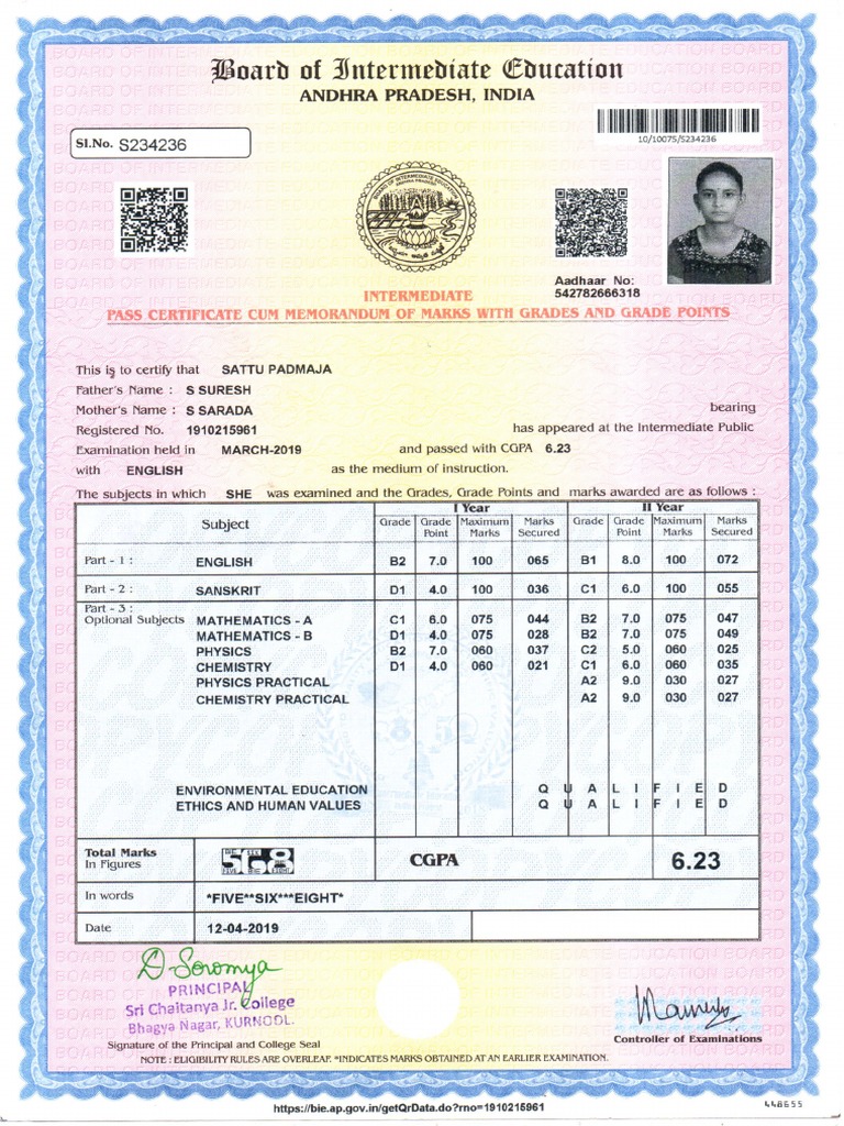 Inter Mark Sheet | PDF