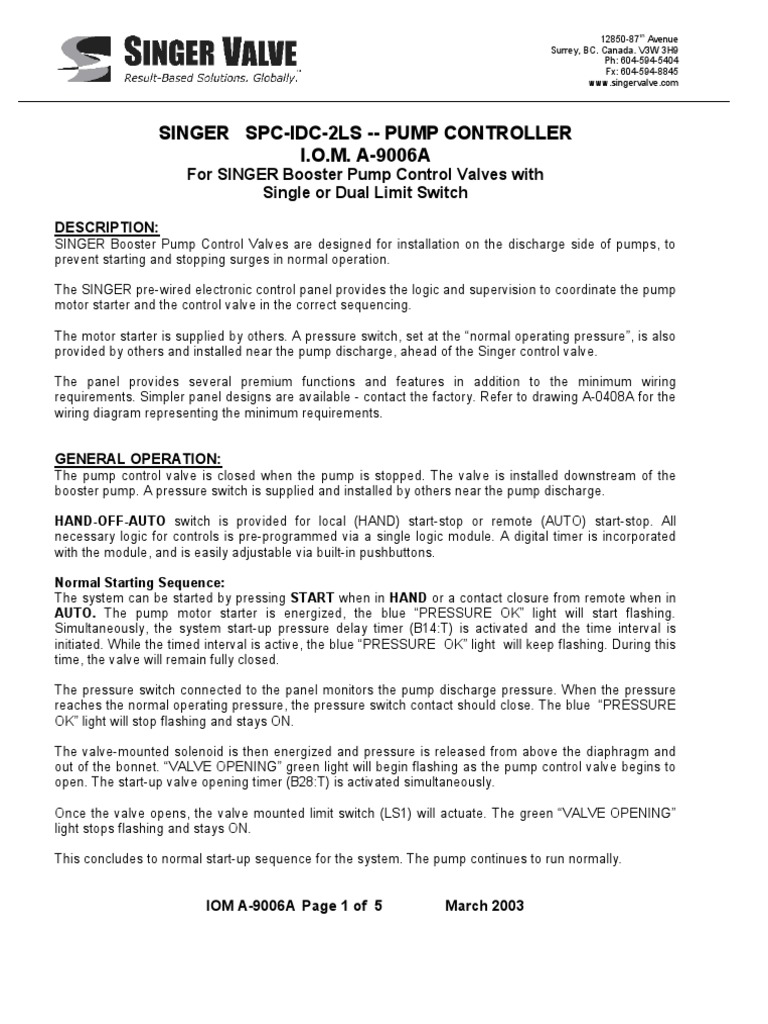 SPC Idc 2ls Iom Operation Guide | PDF | Switch | Valve