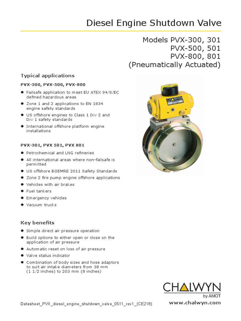 Diesel Engine Shutdown Valve | PDF | Valve | Engines