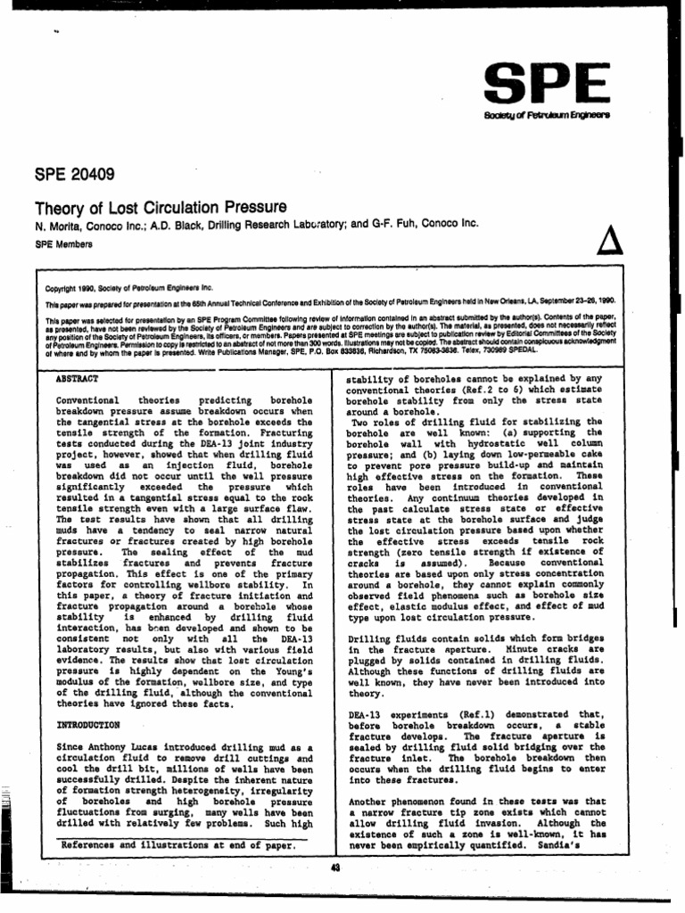 SPE Paper 20409 - Theory of Loss C | PDF | Fracture | Plasticity (Physics)