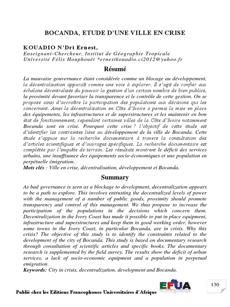 Crise et Développement à Bocanda | PDF | Côte d'Ivoire | Afrique