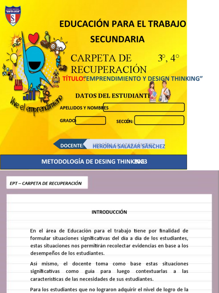 Emprendimiento y Design Thinking en EPT | PDF | Crecimiento personal y ...