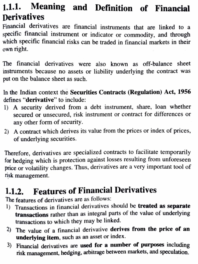 FINANCIAL DERIVATIVES Unit - 1 | PDF | Derivative (Finance) | Futures ...