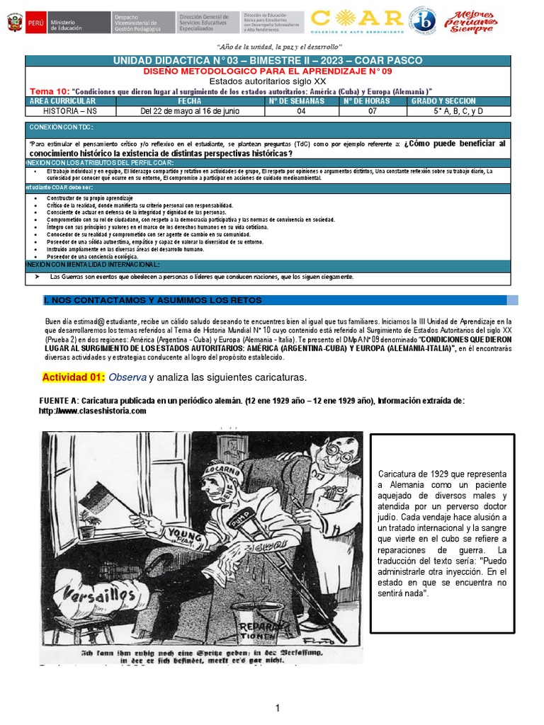 Dmpa 09 - 5to - Area Historia-Ns - Coar Pasco | PDF | Fulgencio Batista | Adolf Hitler