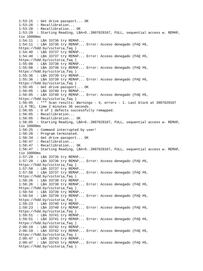 HDD Remap Errors and Warnings Log | PDF | Personal Computers | Data Management