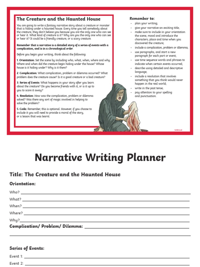 Au t2 e 846 Year 5 Narrative Writing Quotthe Creature and The Haunted ...