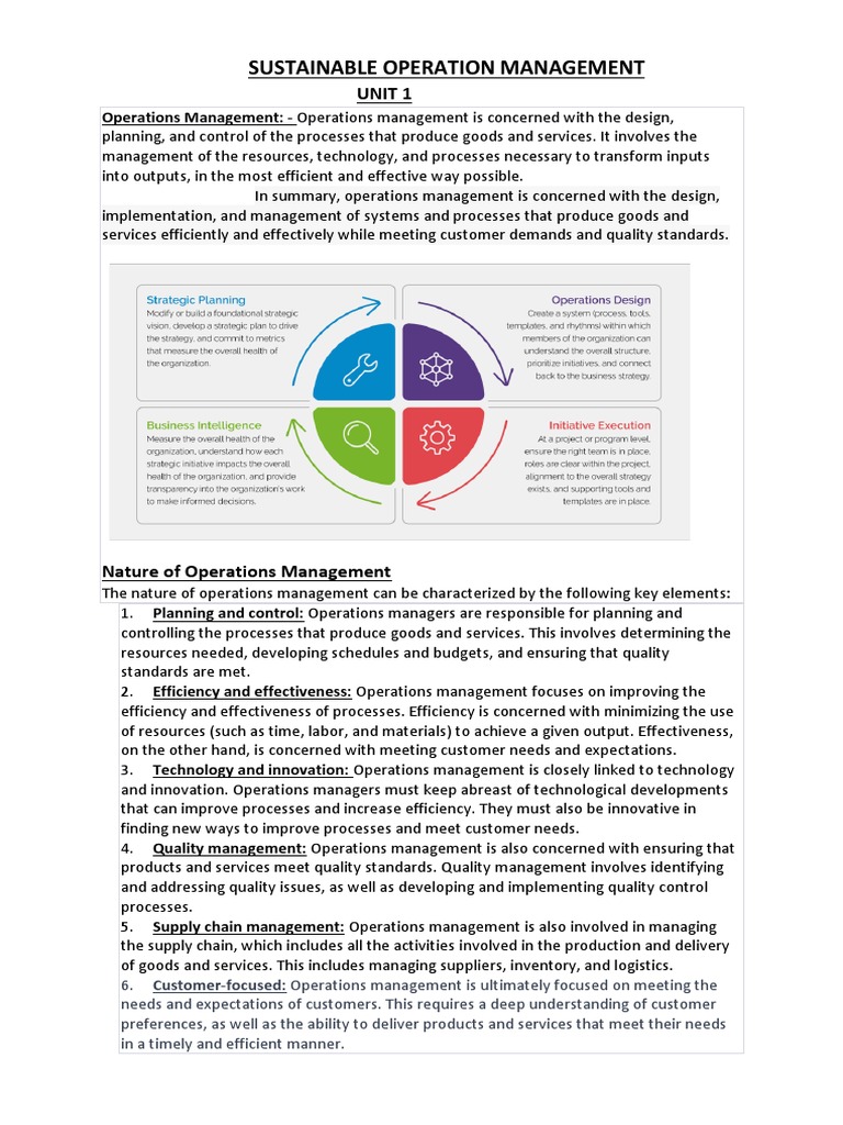 Sustainable Operations Management Overview | PDF | Operations ...
