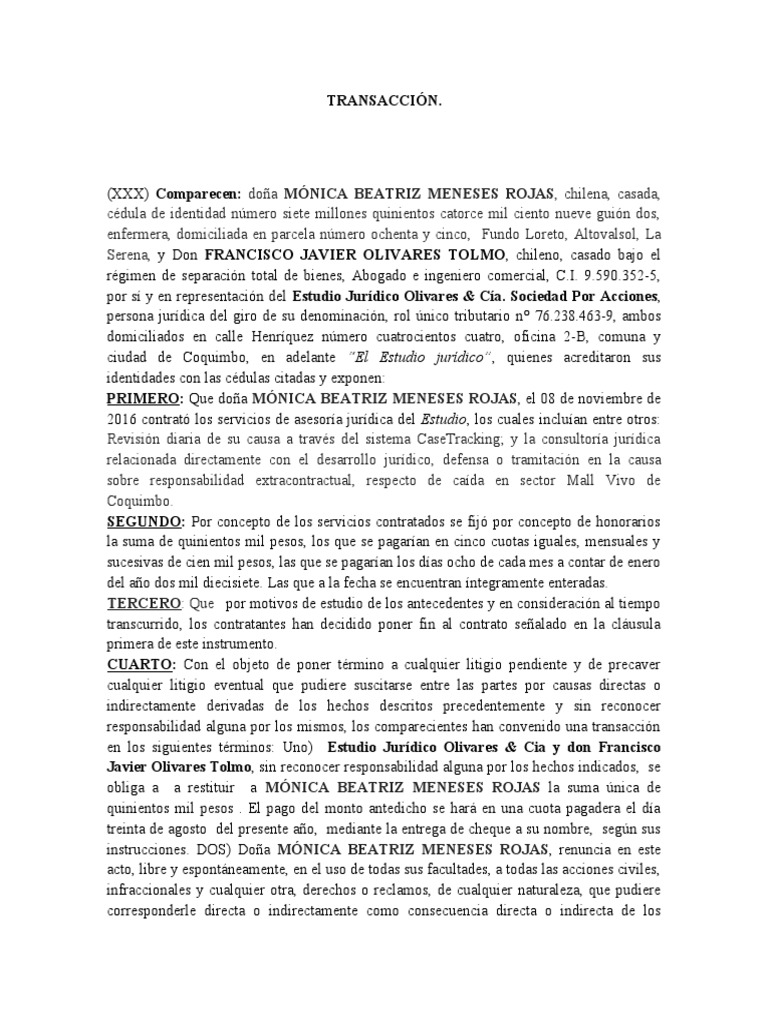 Transacción Mónica Meneses | PDF | Justicia | Crimen y violencia