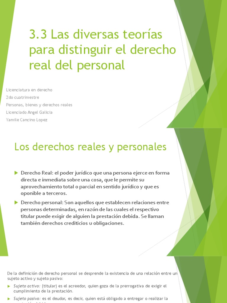 Teorias Del Derecho Personal. IDEEN. | PDF | Bienes (Ley) | Teoría