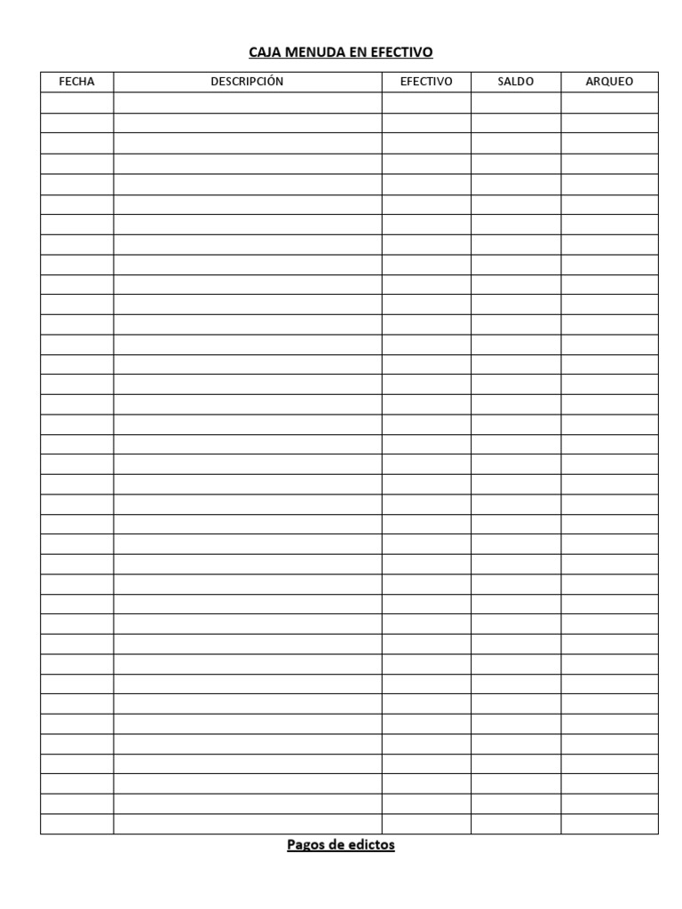 Cuadro Caja Menuda | PDF