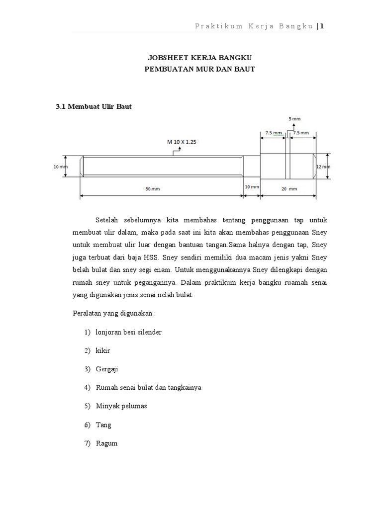 Jobsheet-Ulir Baut | PDF