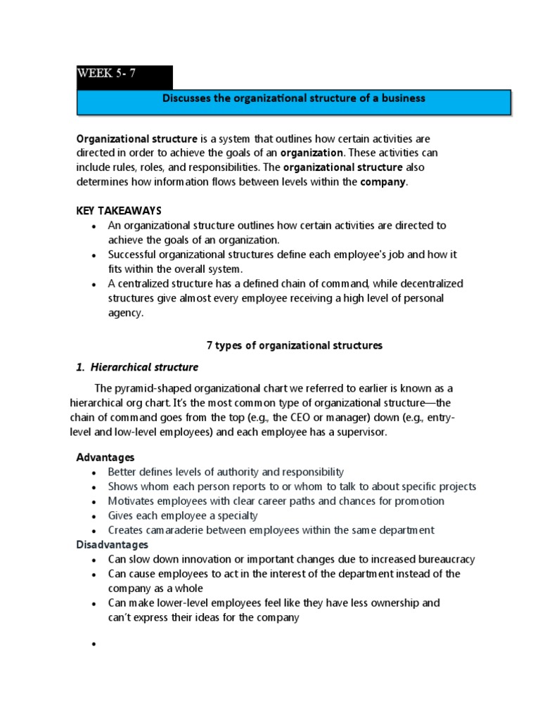 Discusses The Organizational Structure of A Business | PDF