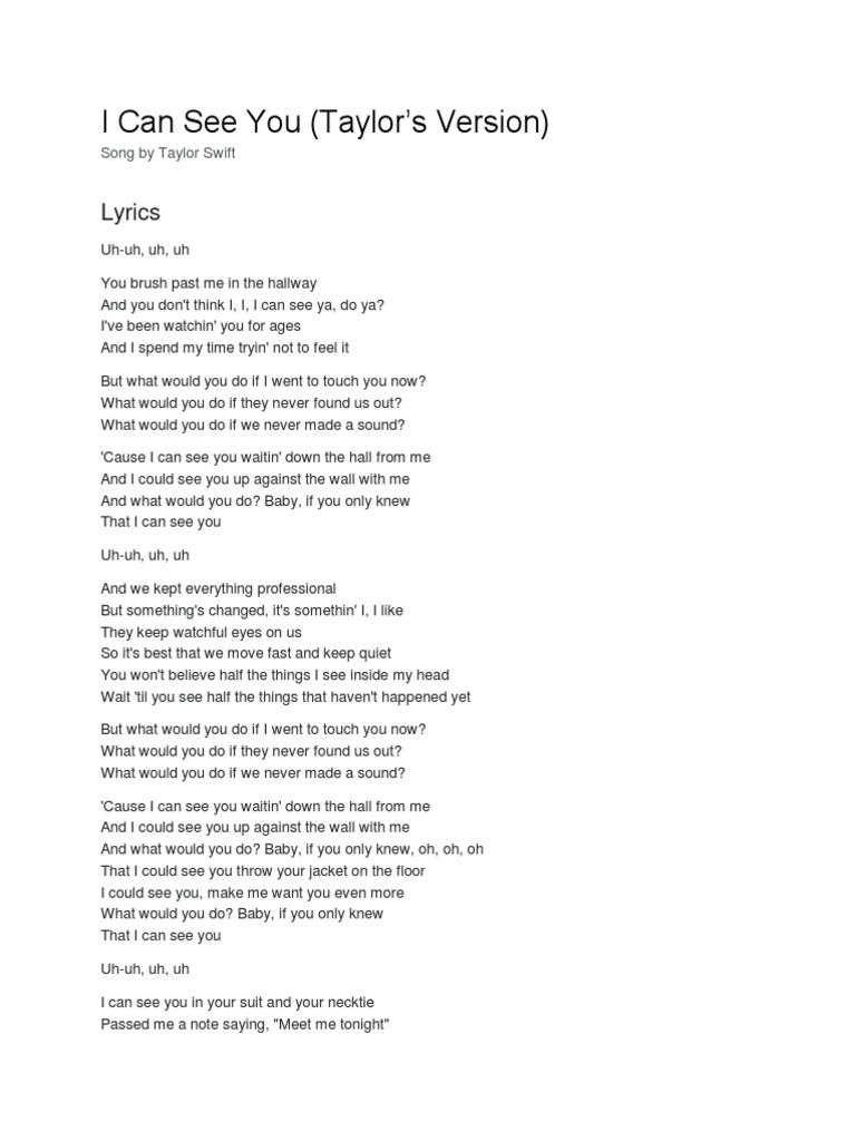 I Can See You Taylor's Version | PDF I Can See You Taylor's Version | PDF