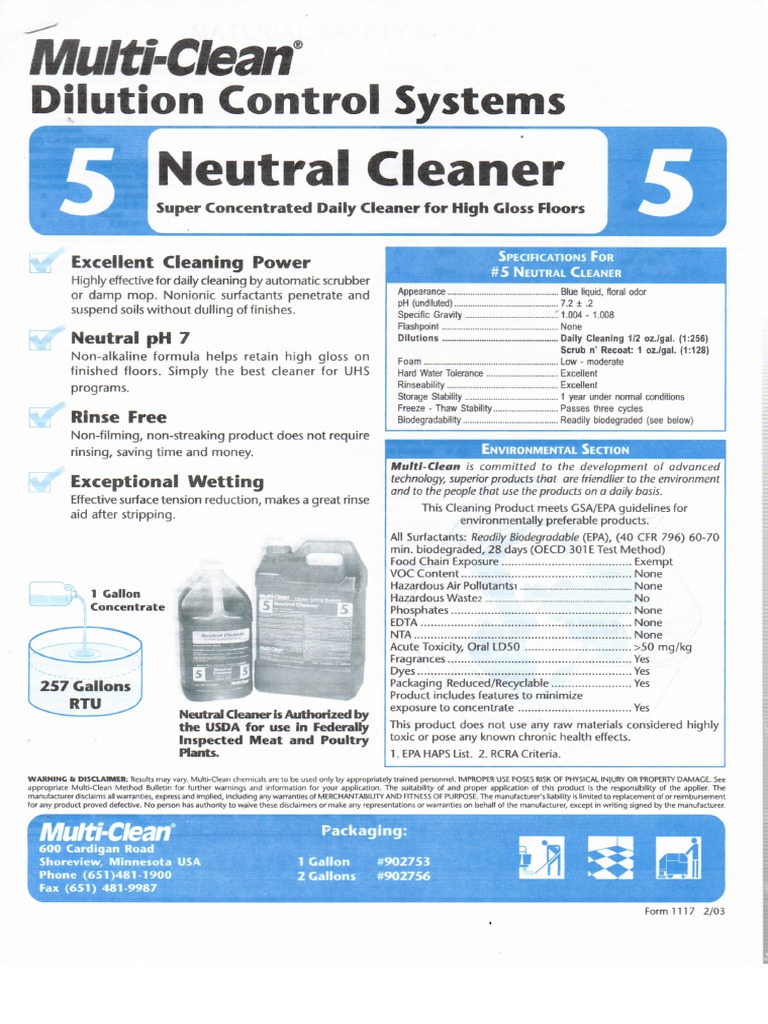 LABEL PRODUK Multi-Clean Neutral Cleaner | PDF