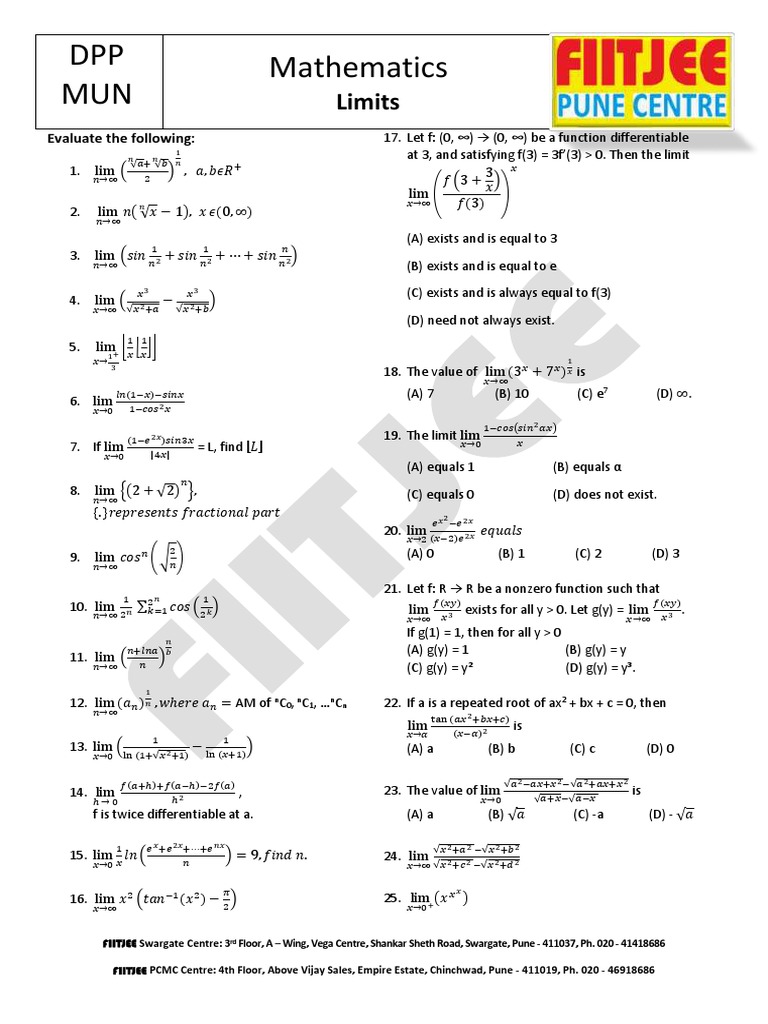 DPP Limits-1 | PDF | Mathematics | Mathematical Concepts