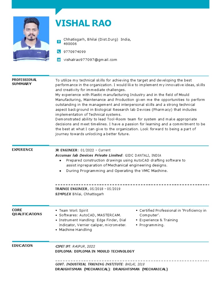 VMC Programmer Resume of Vishal Rao | PDF | Business | Art