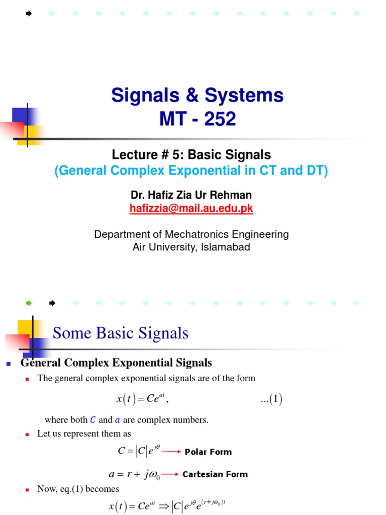 Lecture-05 (General Complex Exponentials For CT and DT) | PDF | Exponential Function | Complex ...