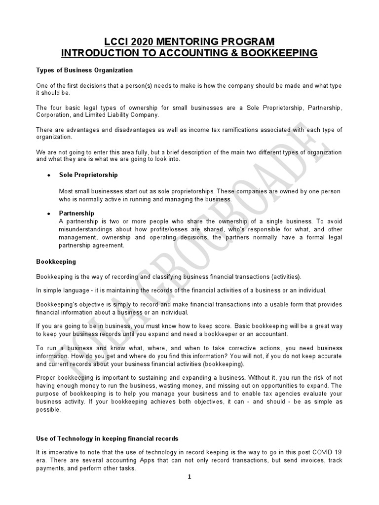 Principles of Basic Bookkeeping | Download Free PDF | Debits And ...