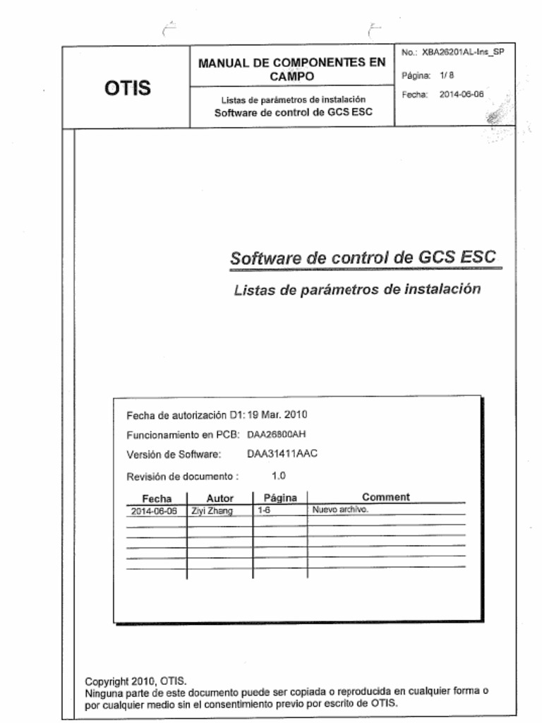 Otis Escaleras Xizi Gcs Esc Lista de Parametros | PDF