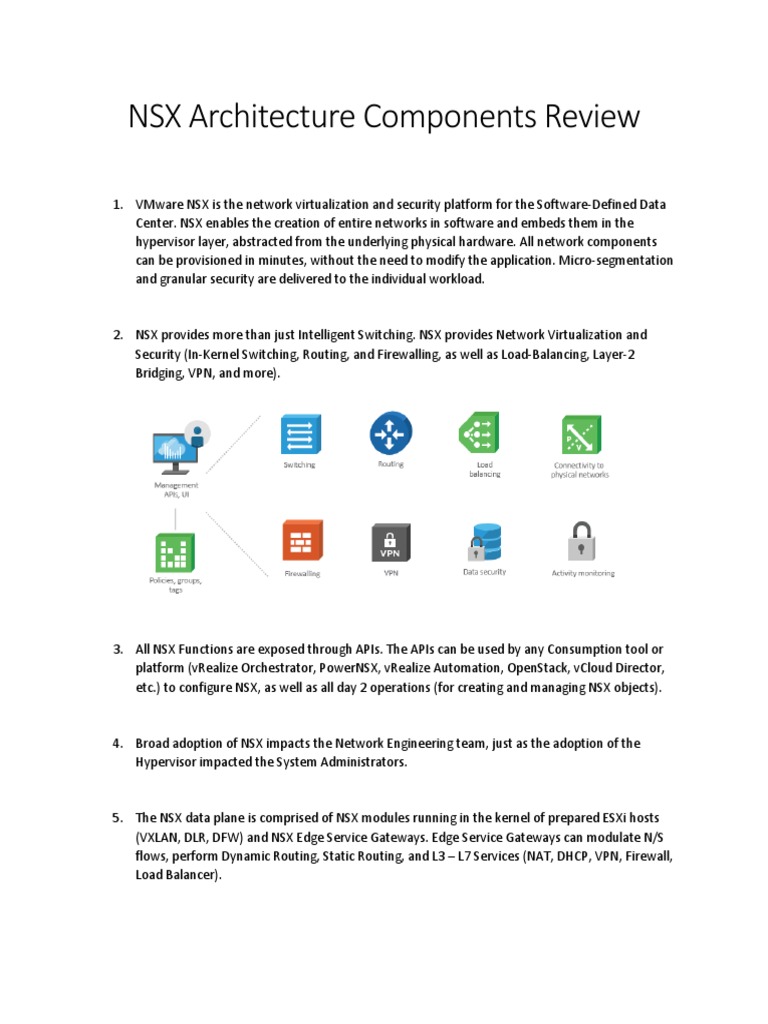 NSX Architecture Components Review | PDF | Internet Architecture | Software Development