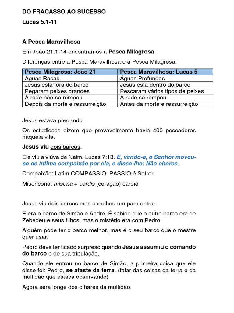 Do Fracasso Ao Sucesso - Pesca Maravilhosa | PDF | São Pedro | Jesus