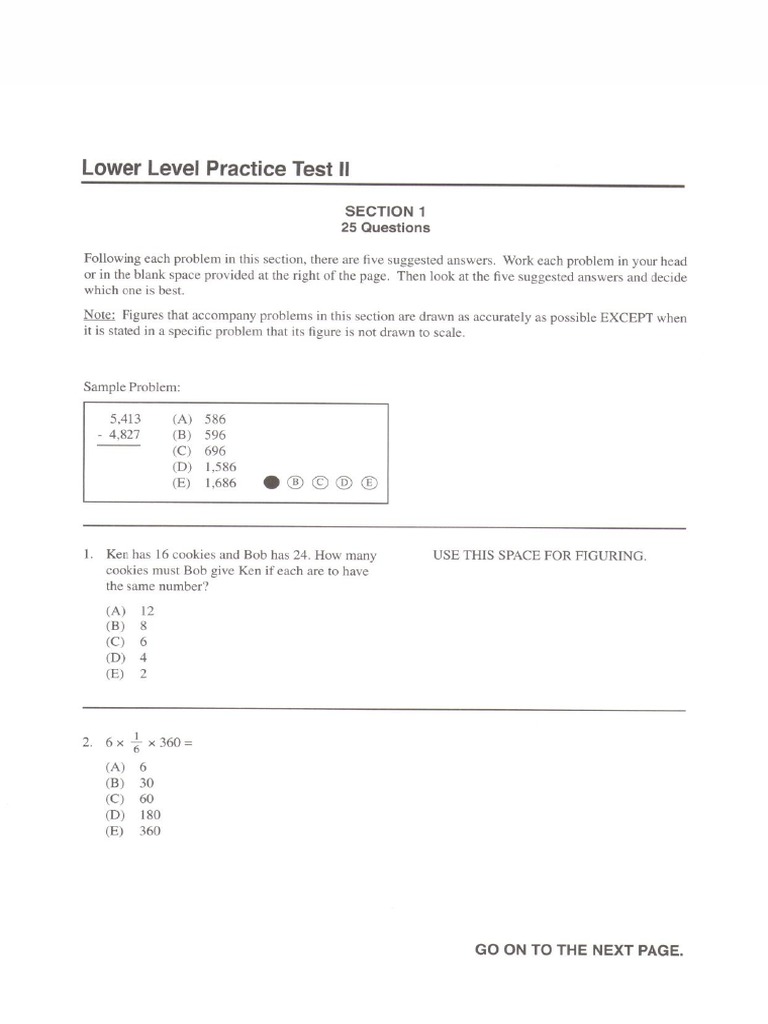 Official SSAT Lower Level Practice Test 2 v1 Questions | PDF