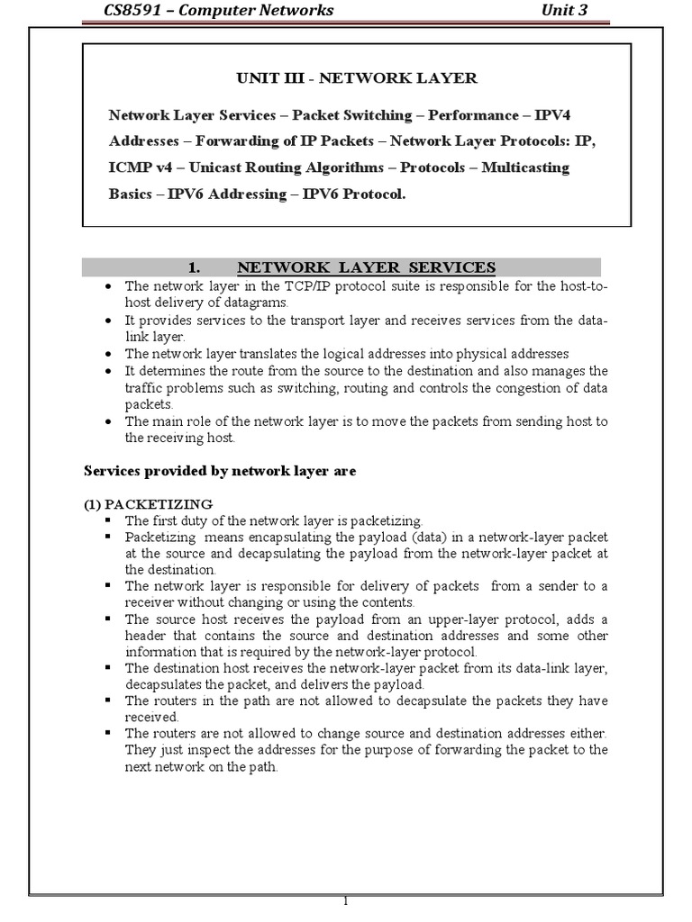 Networks Cn Unit 3 Pdf Internet Protocols Router Computing