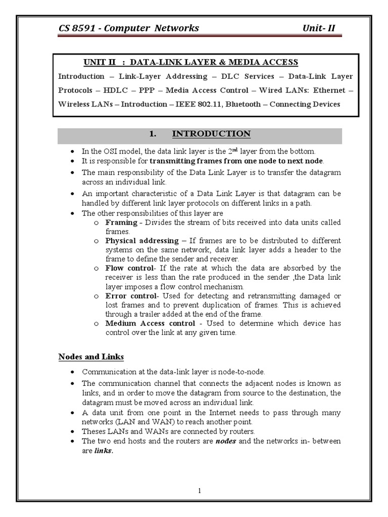networks-CN UNIT 2 | PDF | Computer Network | Error Detection And Correction