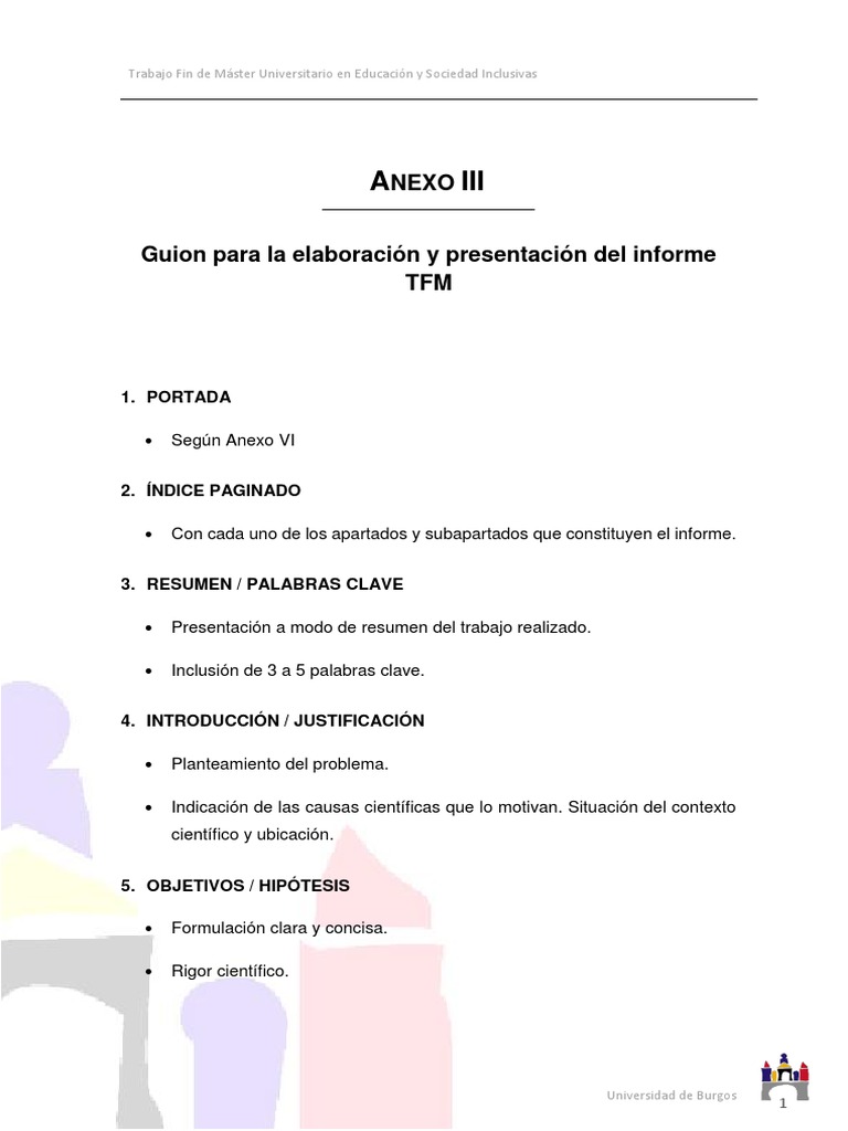 Anexo III Guion para La Elaboracion y Presentacion Del Informe | PDF ... Anexo III Guion para La Elaboracion y Presentacion Del Informe | PDF ...