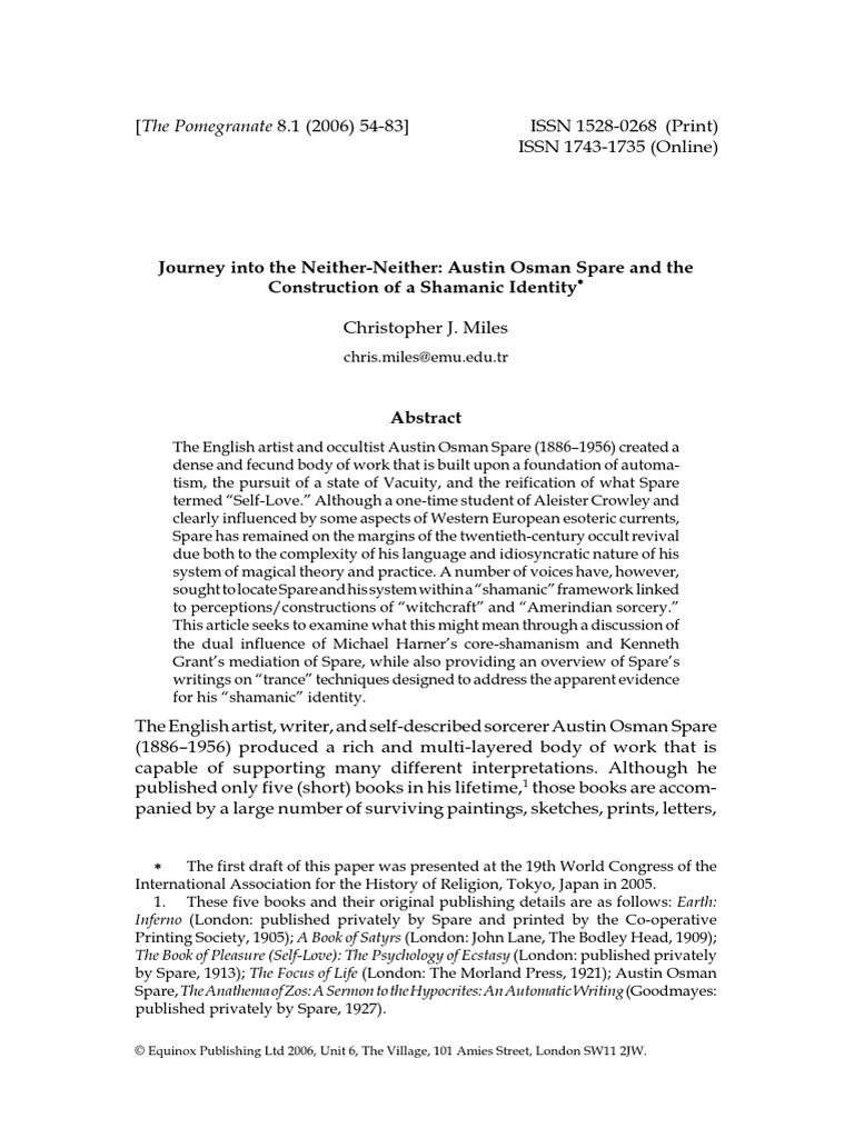 D - Miles - Journey Into The Neither-Neither Austin Osman Spare | PDF | Shamanism