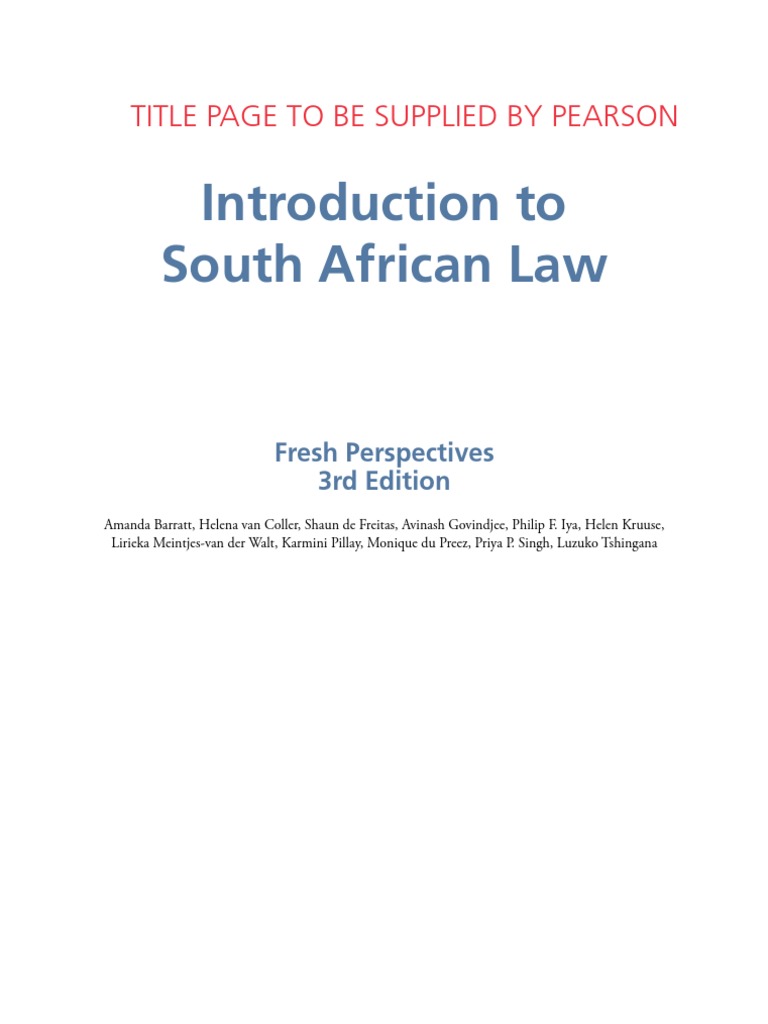 Introduction To South African Law | PDF | Apartheid | Ethical Principles