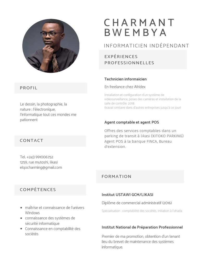 CV Épuré d'un Informaticien Indépendant | PDF
