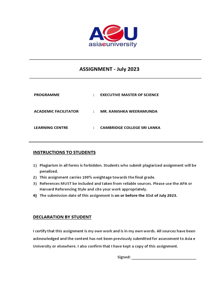 Emsc July Assignment 2023 | PDF | Plagiarism | Innovation