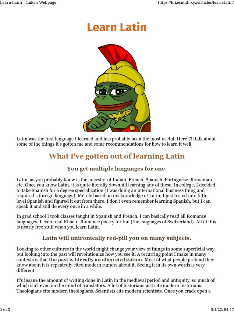 Learn Latin Luke's Webpage | PDF | Latin | Spanish Language