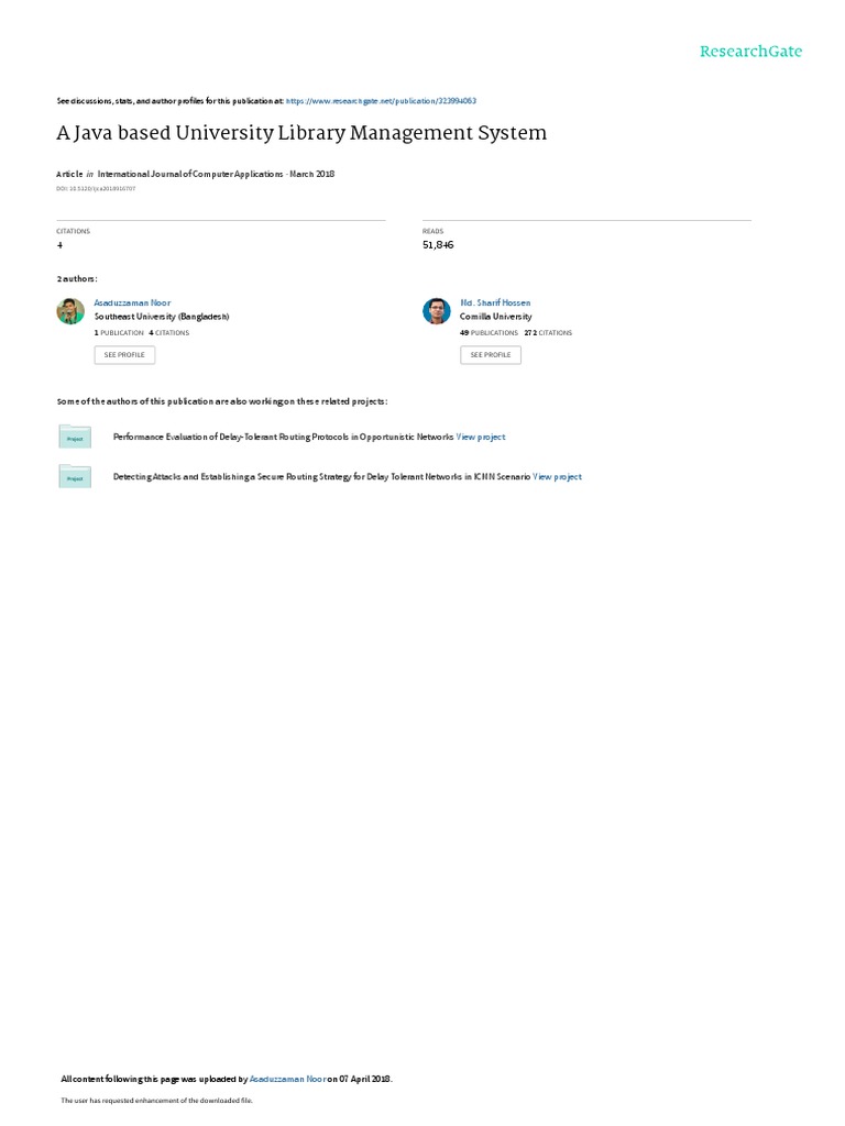 A Java Based University Library Management System | PDF | Libraries | Databases
