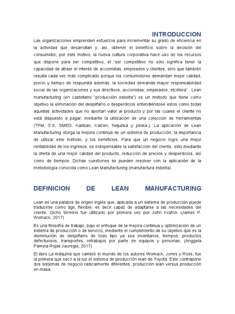 Lean Manufactory | PDF | Lean Manufacturing | Calidad (comercial)