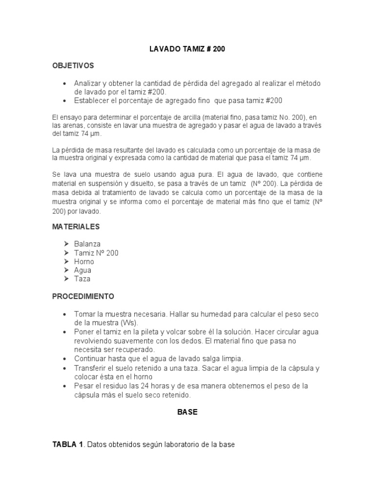 Lavado Tamiz 200 Corregido | PDF | Agua | Ciencias de la Tierra