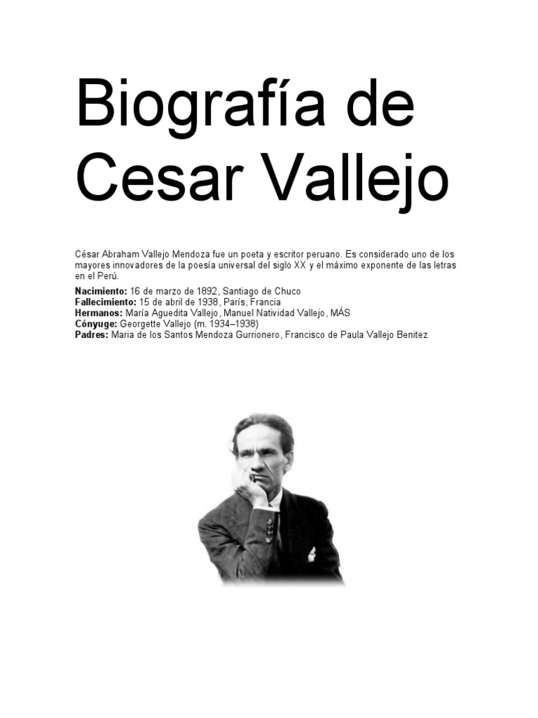 Biografía de César Vallejo: Poeta Peruano | PDF | Historia | Clásicos