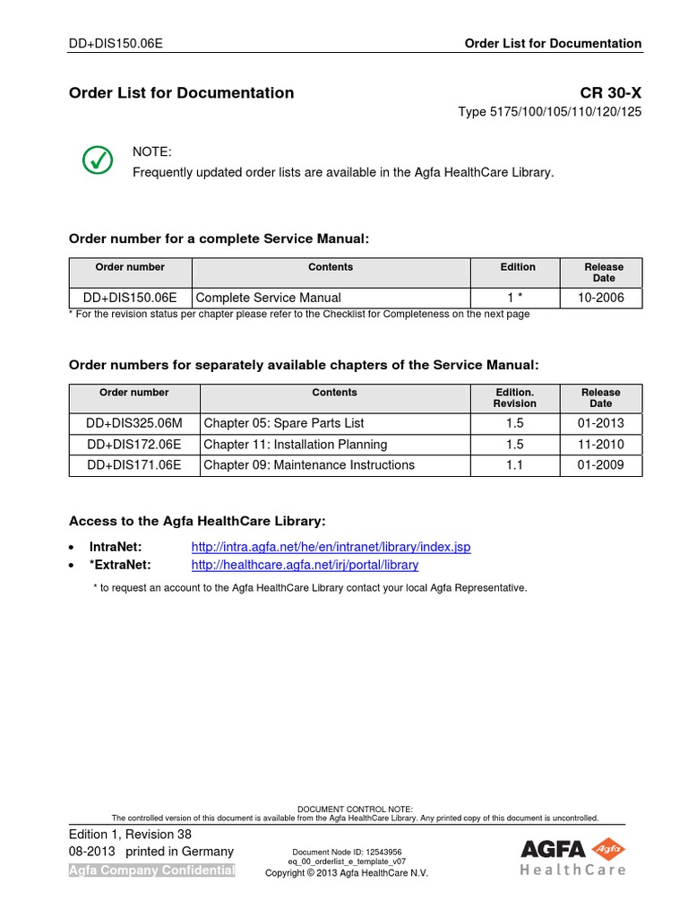 CR 30-X - Chapter 00 - Order List For Documentation | PDF | Computer ...