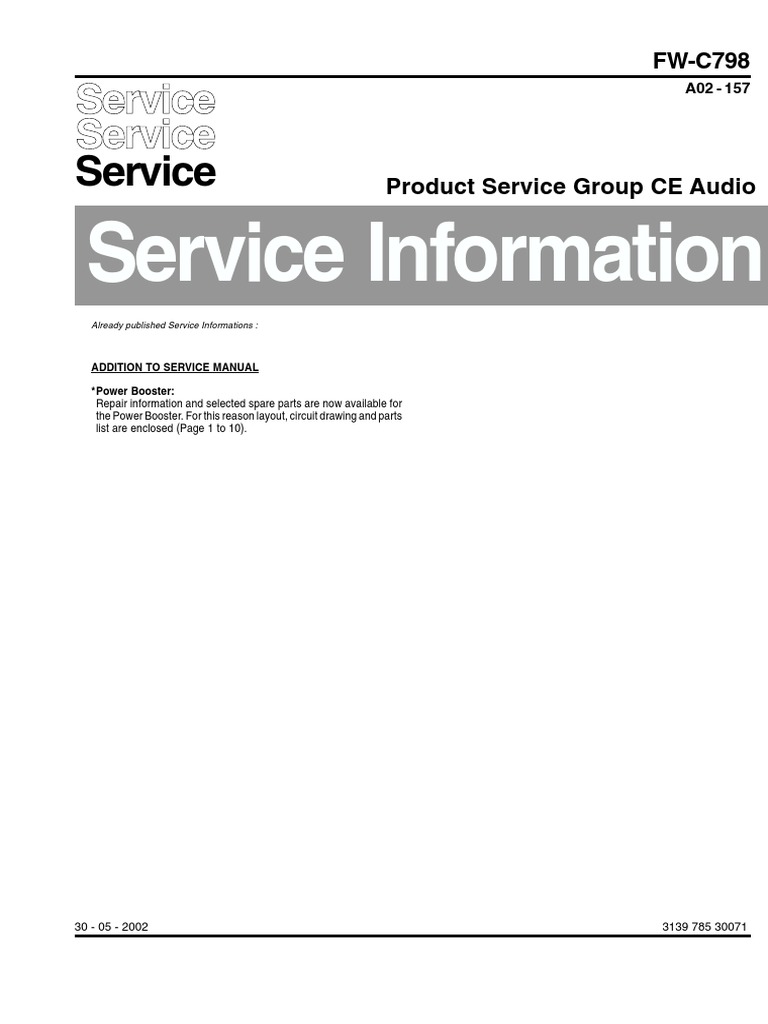 Philips fw-c798 Service Information | PDF | Mains Electricity | Amplifier